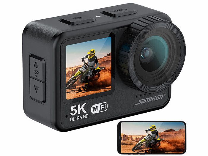 Caméra sport étanche - Somikon - DV-955.WiFi - 5K - 24 Mpx ...