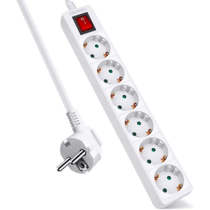 Multiprise Avec 6 Prises Et Interrupteur, Câble 1,5 M, 6 Prises ...