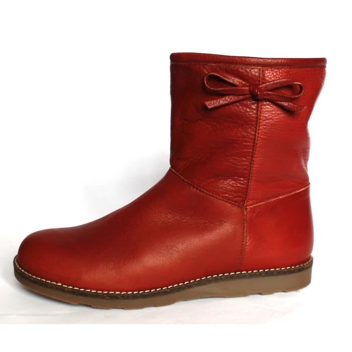CHAUSSURES ENFANTS FILLE BOTTINES CUIR ROUGE FONCE - Cdiscount