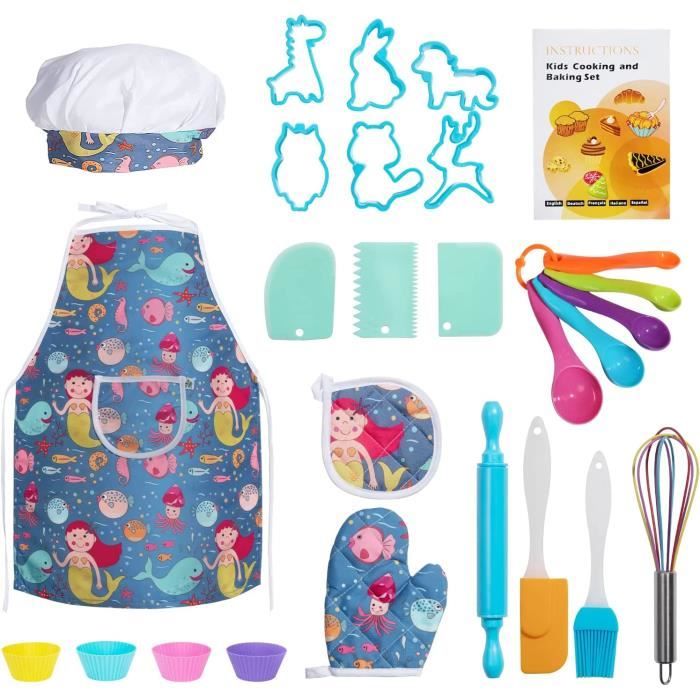 Kit de Cuisine et Pâtisserie Enfants, avec Tablier Cuisine Enfant ...