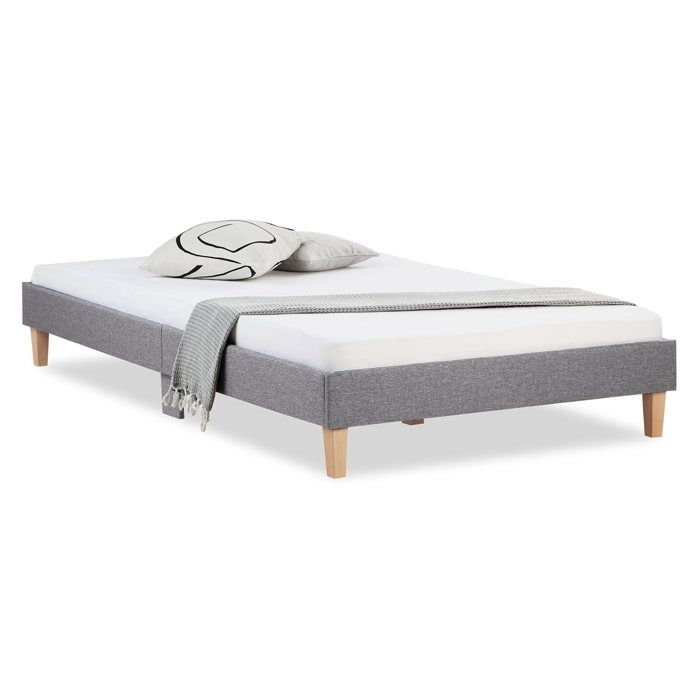 Lit Futon Simple 120 x 200 Tissu Gris Sommier à Lattes - Cdiscount Maison