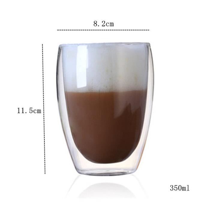 (350ml)Tasse en verre à Double paroi résistante à la chaleur, ensemble de tasses à café expresso ...