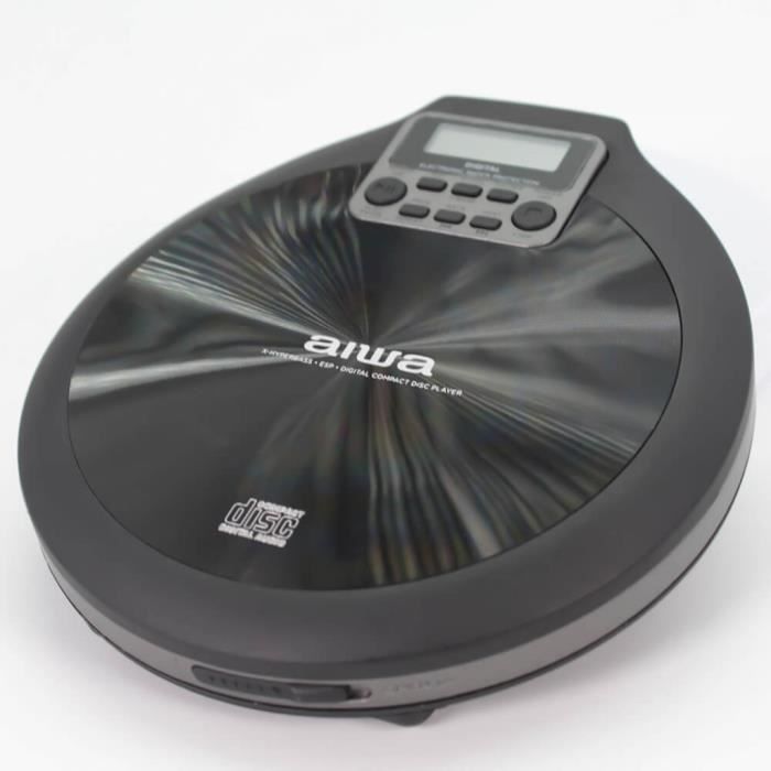 Lecteur CD / CD-R / MP3 portable Aiwa PCD-810BK, gris noir, avec ...