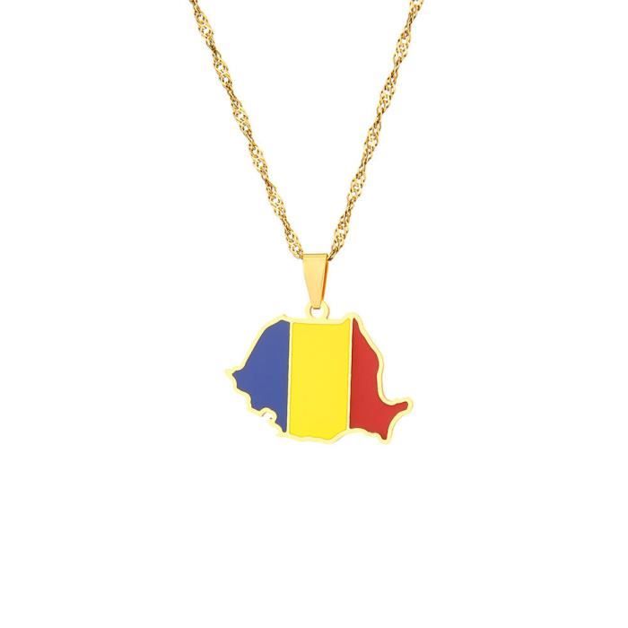 Carte De La Roumanie Et Colliers Avec Pendentif Drapeau De Couleur ...