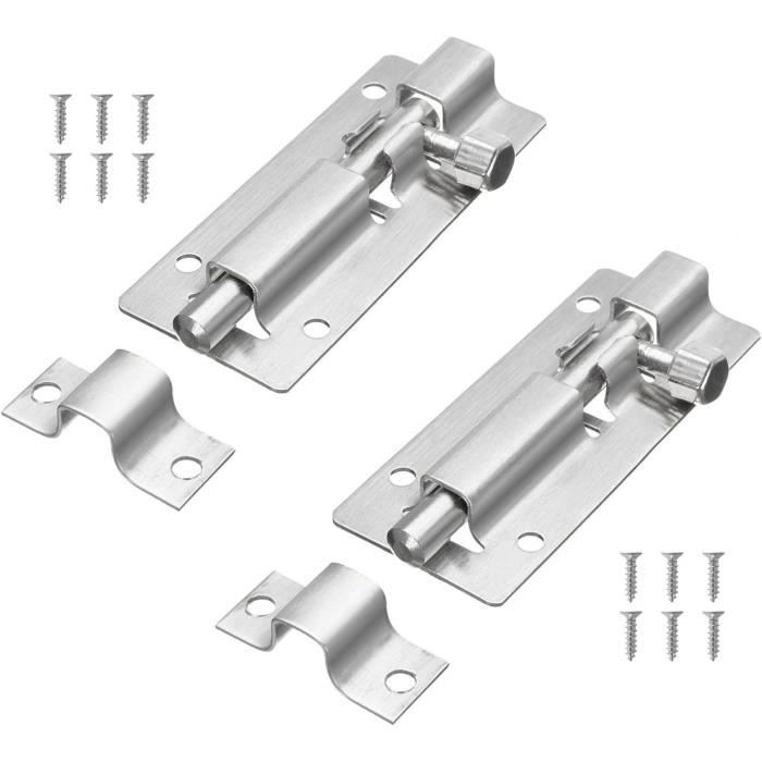2Pcs Verrou Targette Porte, Acier Inoxydable Avec Des Vis Glisser ...