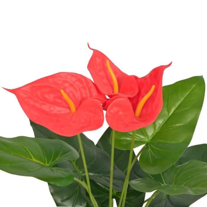 Tammy Store Plante artificielle avec pot Anthurium 45 cm Rouge et Jaune ...