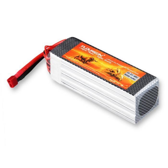 Floureon 6S LiPo batterie 22.2V 5000mAh 45C Deans Plug pour RC Evader ...