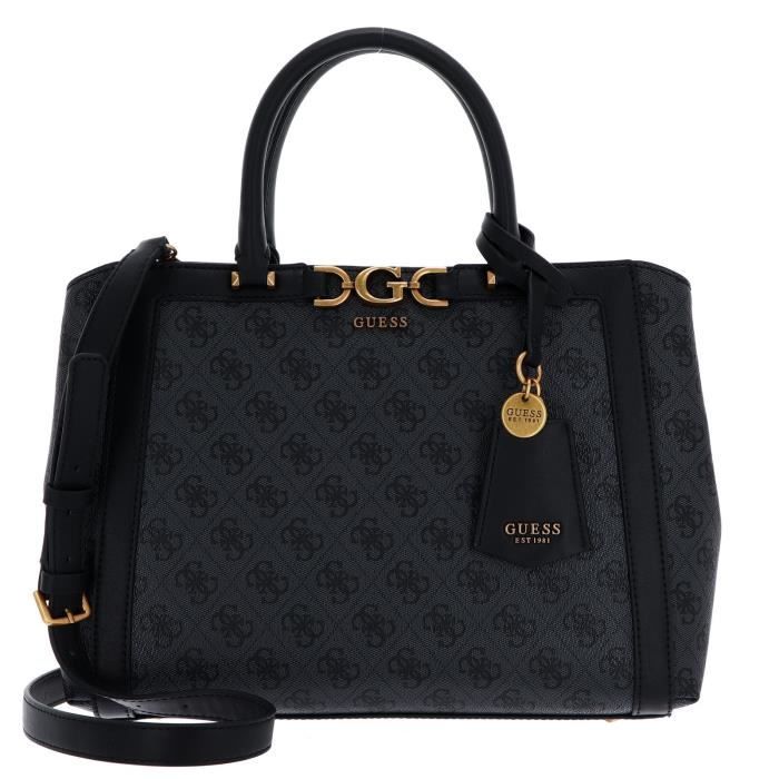 GUESS Dagan Triple Compartment Satchel Coal Logo [248494] - sac à main ...