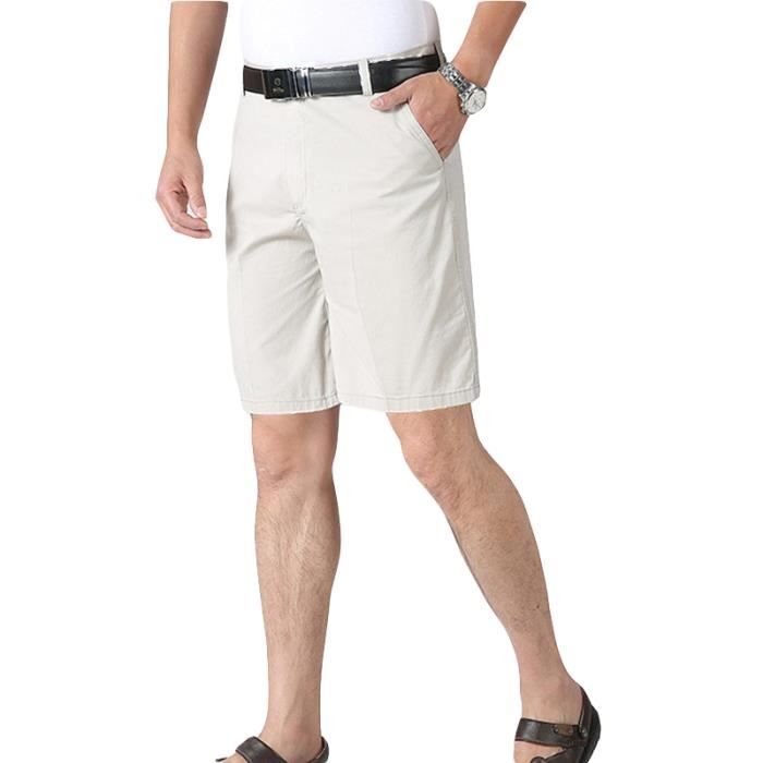 Short Homme uni baggy shorts Homme 100%coton - Blanc99 Blanc ...