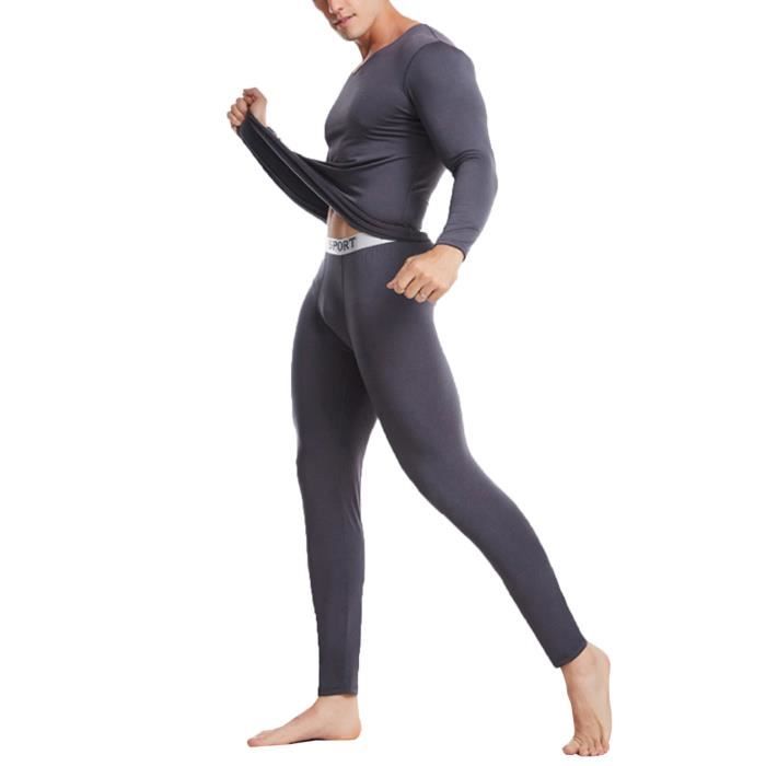 DPois Combinaison Thermique Homme Ensemble de Sous-Vêtements Chaud Manches Longues pour Automne ...