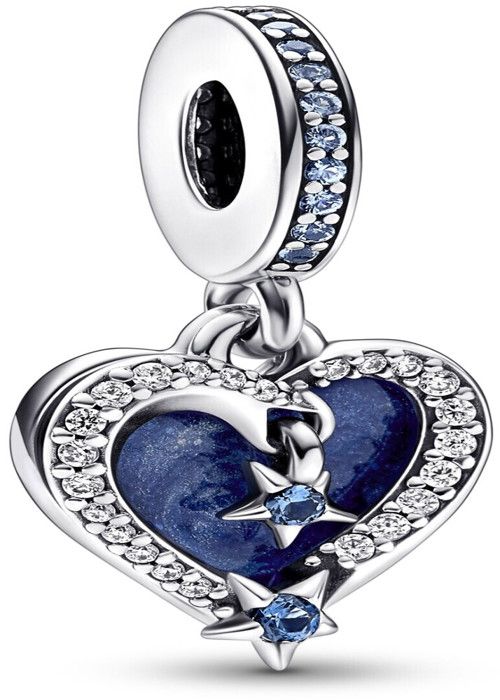 PANDORA Charm Pendant Double Cœur Étoile Filante Céleste 792356C01 ...