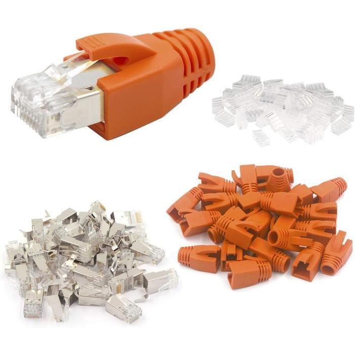 (1ème génération) Lot de 20 Connecteur RJ45 CAT7 CAT6A avec guide fil ...