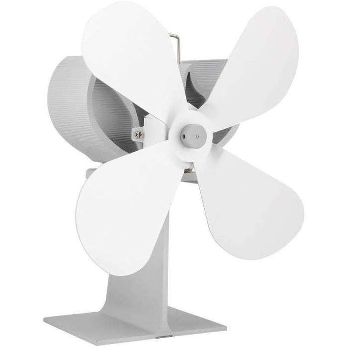 Blanc 4 Poêle Lame Cheminée Ventilateur Poêle À Bois Chaleur Powered ...