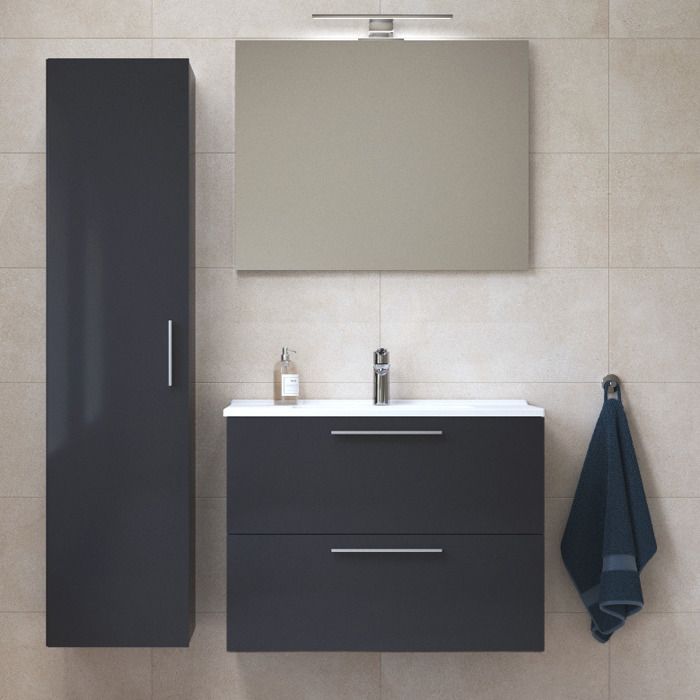 Vitra - Set Mia ensemble meuble 79x61x39,5 cm avec miroir, lavabo ...