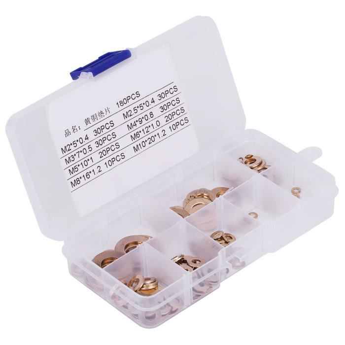 BLL Duokon Rondelle en laiton Rondelle, Rondelle, 180Pcs Assortiment de ...