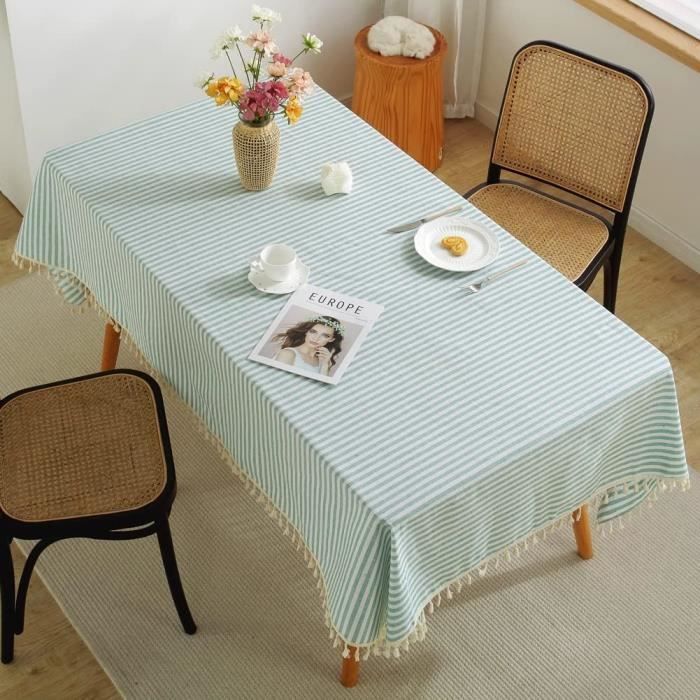 Nappe Rectangle Nappes Nappe À Pampilles Rayées Protection De Table ...