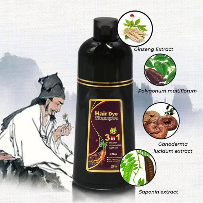 Shampoing Colorant Marron foncé,3 en 1 Shampooing Teinture Cheveux ...