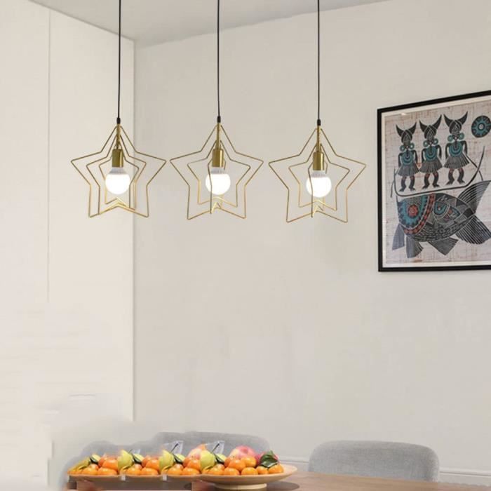 Lustre Américain Simple En Fer Doré Tête De Pentagramme Unique Abat ...