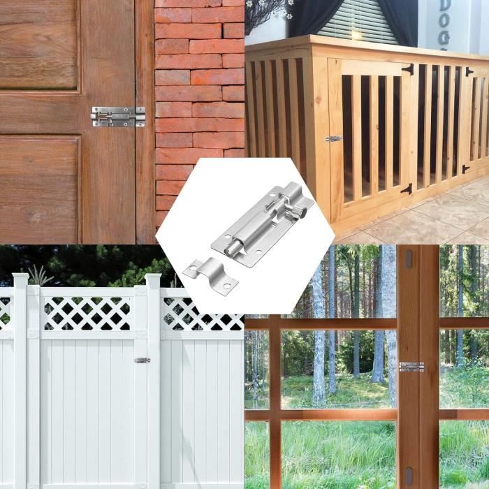 2Pcs Verrou Targette Porte, Acier Inoxydable Avec Des Vis Glisser ...