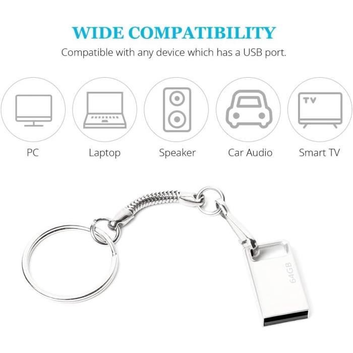 Cle Usb 2.0 64 Go, Métal Clé Usb 64Gb Usb Flash Drive 64Go Portable Clef Usb 64 Giga Avec ...