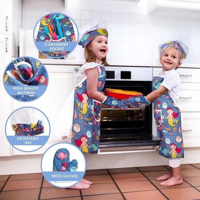Kit de Cuisine et Pâtisserie Enfants, avec Tablier Cuisine Enfant ...