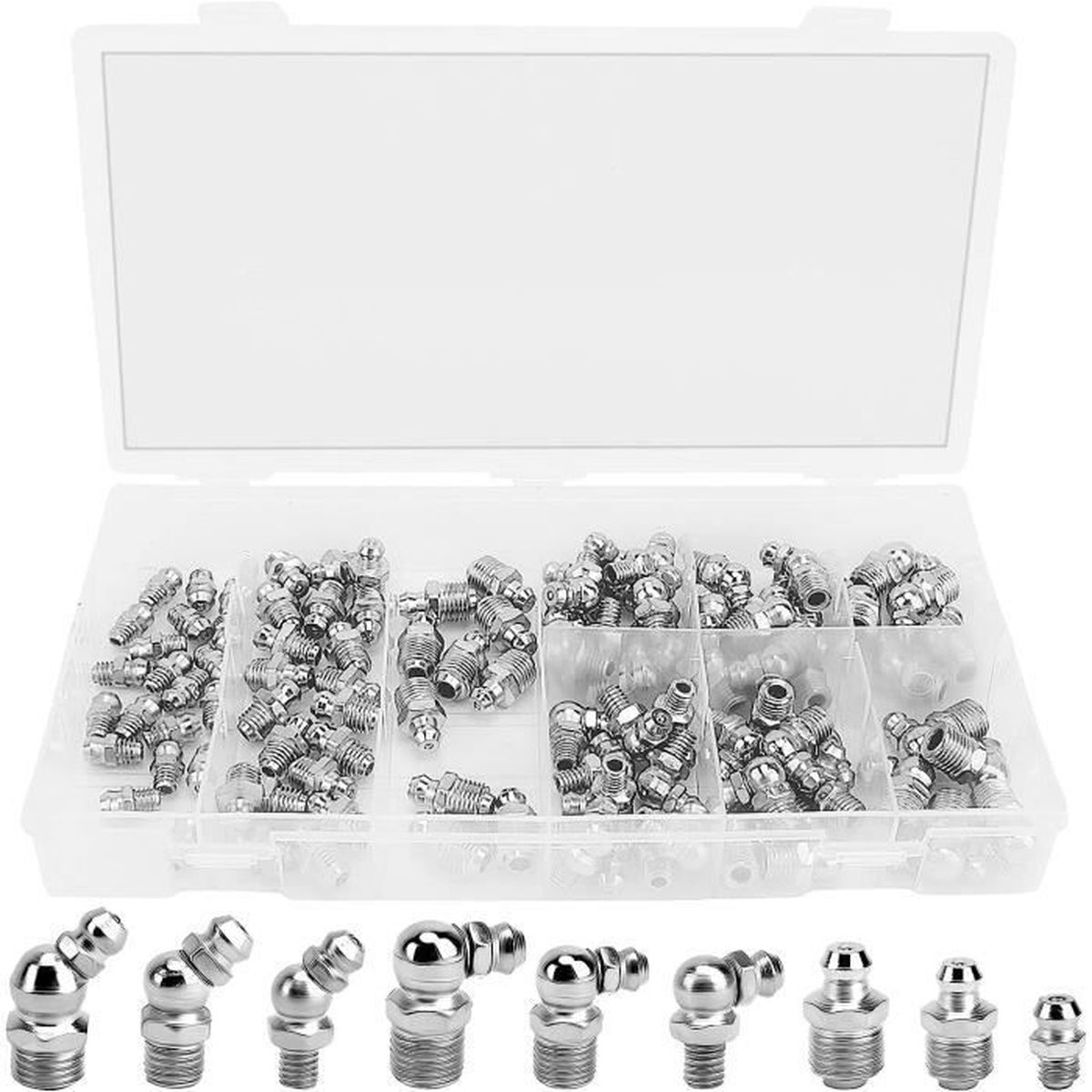 100 Pièces Graisseur, M6 M8 M10 Assortiment de Graisseur Raccord ...