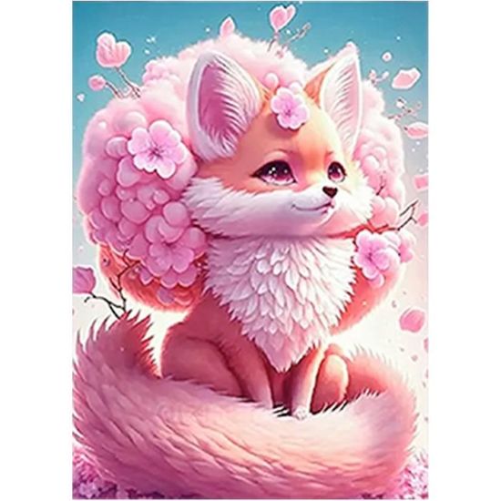 Diamond Painting Renard Rose 30x40cm Diamant Painting Renard Peinture Diamant Renard Diamond ...