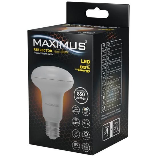 MAXIMUS Ampoule LED spot r80 - E27 - 9 W - 806lm - Chaud - Cdiscount Maison