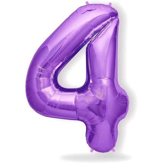 Ballon Géant Numéro 4 Violet - Ballon Decoration Anniversaire 4 Ans ...