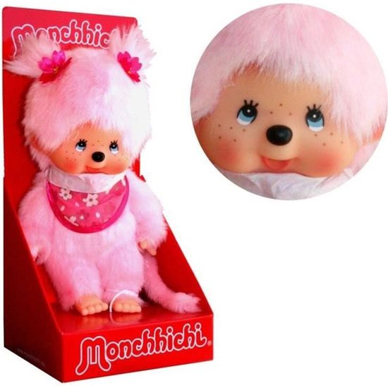 Poupée - Société Sekiguchi - Kiki Monchhichi Fille Sakura Rose 20cm - Peluche douce - Tétine ...