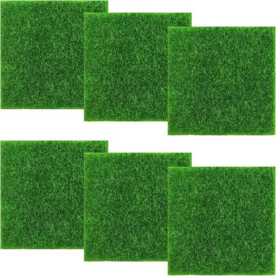 ZHOUSTOU 6pièCes Gazon Artificiel Petit pour L'Artisanat 15X15cm Pelouse Synthetique Exterieur ...