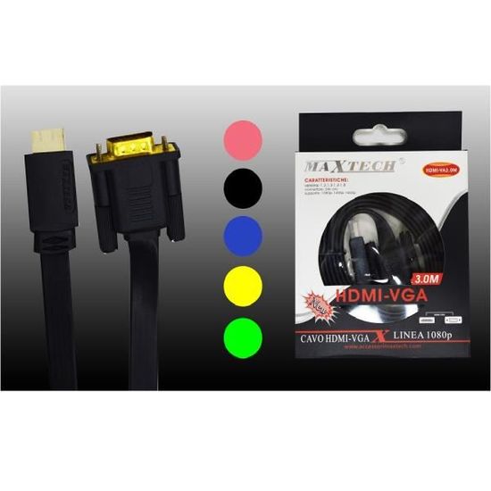 Câble HDMI-VGA - Maxtech - 3 mètres - 1080P - Plaqué or 24K ...