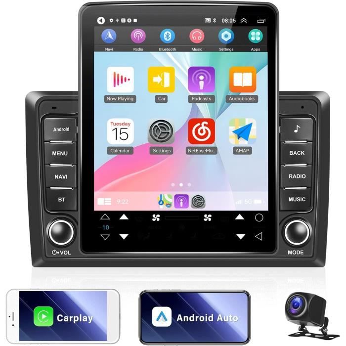 2+32G Double Din Android 12 Autoradio Avec Carplay Android Auto, Écran Tactile Vertical Hd De 9 ...