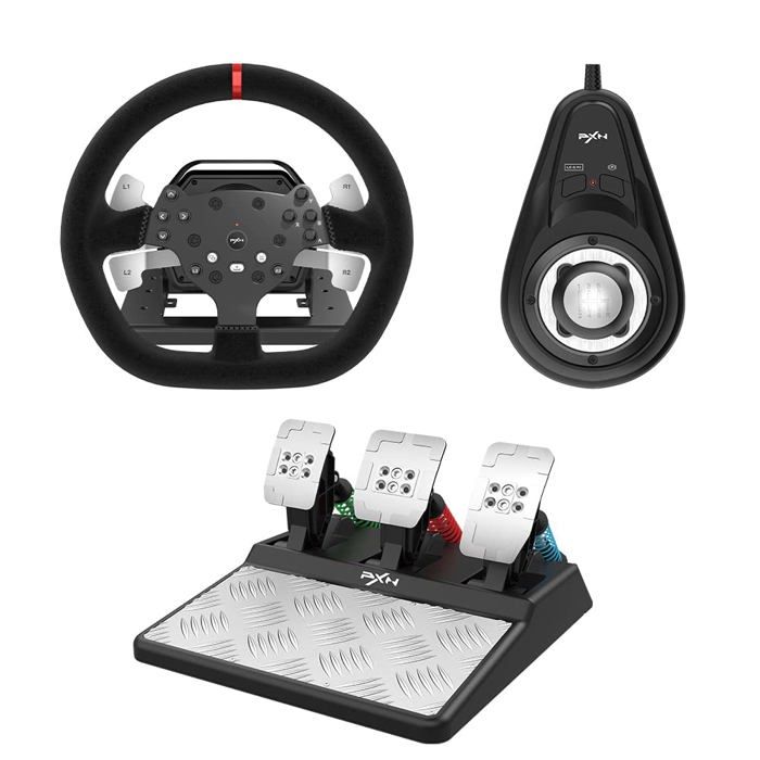 Roue de course - PXN - V10 - Force Feedback - 270°/900° - PC, PS4 ...