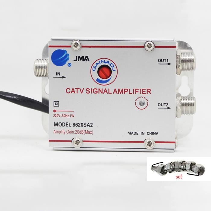 20dB 1 entrée 2 sorties US - amplificateur antenne tv, Boîtier de télévision numérique CATV 2-3 ...