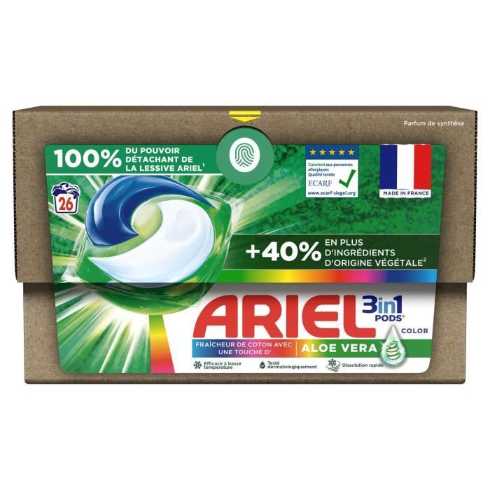 LOT DE 6 - ARIEL - Lessive Capsules 3en1 Pods Color Fraicheur Coton et ...