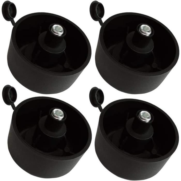 : 4x Pieds vérin de meuble réglable ajustable noir à emboîter Ø50mm ...