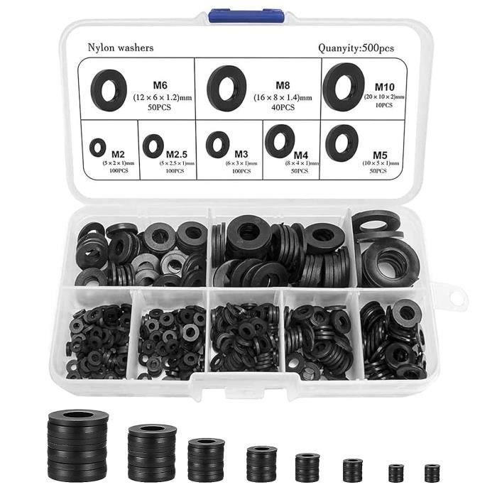 Lot De 500 Rondelles Plates En Nylon Noir Pour Robinet - Rondelles D ...