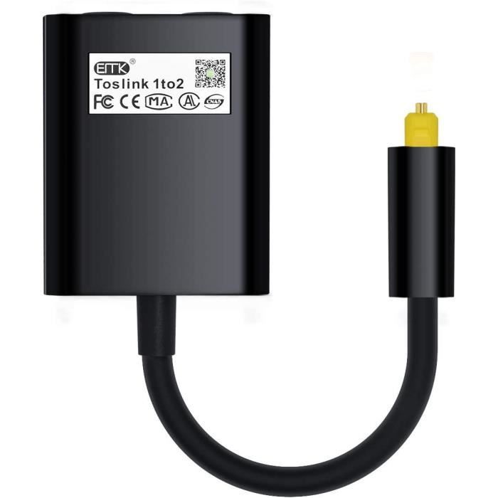 Câble Optique Audio Splitter 1 en 2 Sorties Audio numérique Toslink ...