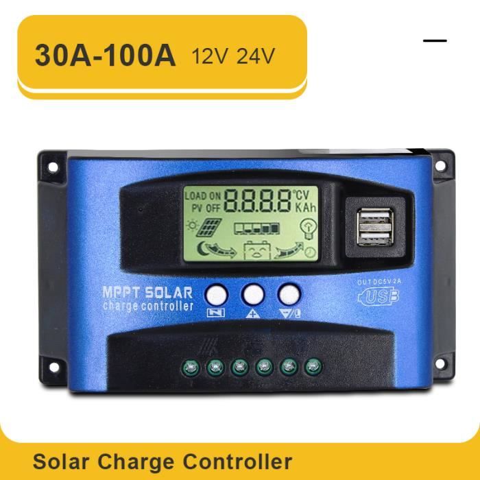 12V 24V Auto - 30A - Contrôleur MPPT pour panneaux solaires, régulateur de charge avec écran LCD ...
