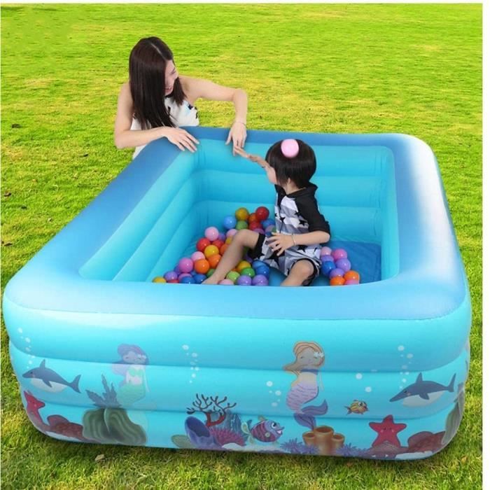 Piscine Gonflable, Piscine Salon bébé, 130cm rectangulaire Portable Motif Poisson Enfants Salon ...