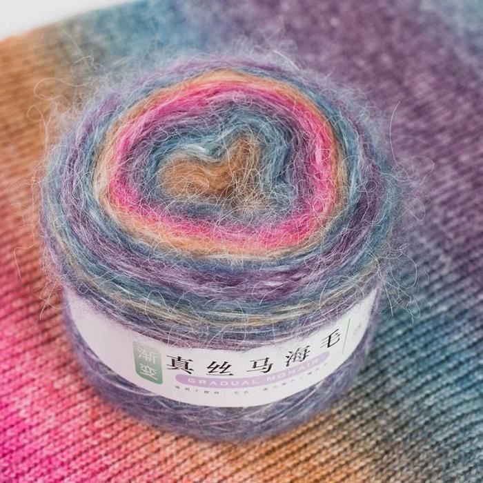 Pelotes de laine,100g doux Mohair fil dégradé couleur laine mélangée ...