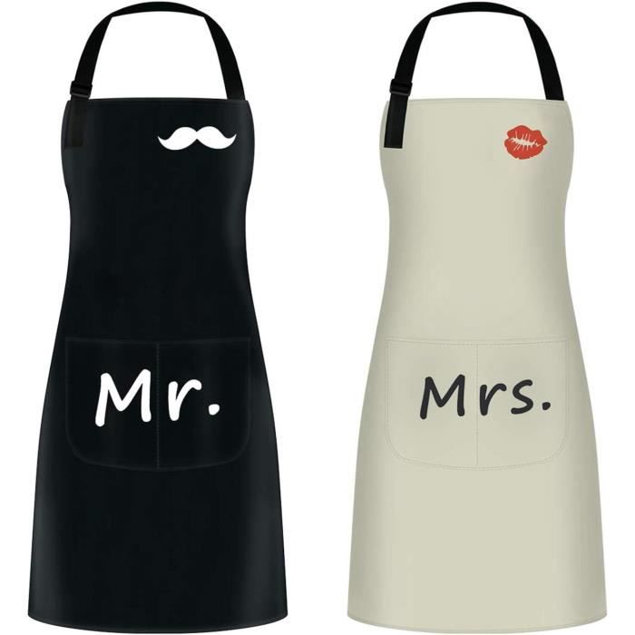 2 Pack Tabliers De Cuisine Étanche, Réglable Tabliers Avec 2 Poche Pour ...