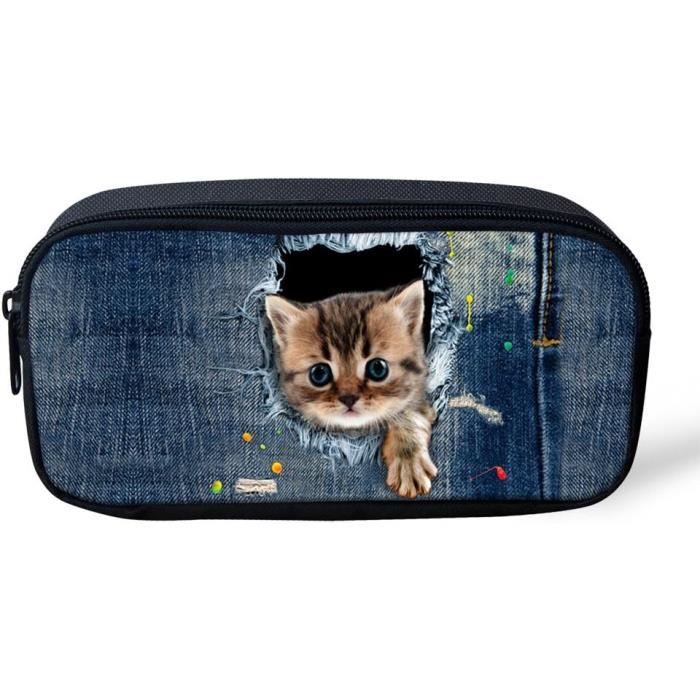 Trousse motif animal mignon chat enfant école Petit cat pattern,22x11x4 ...