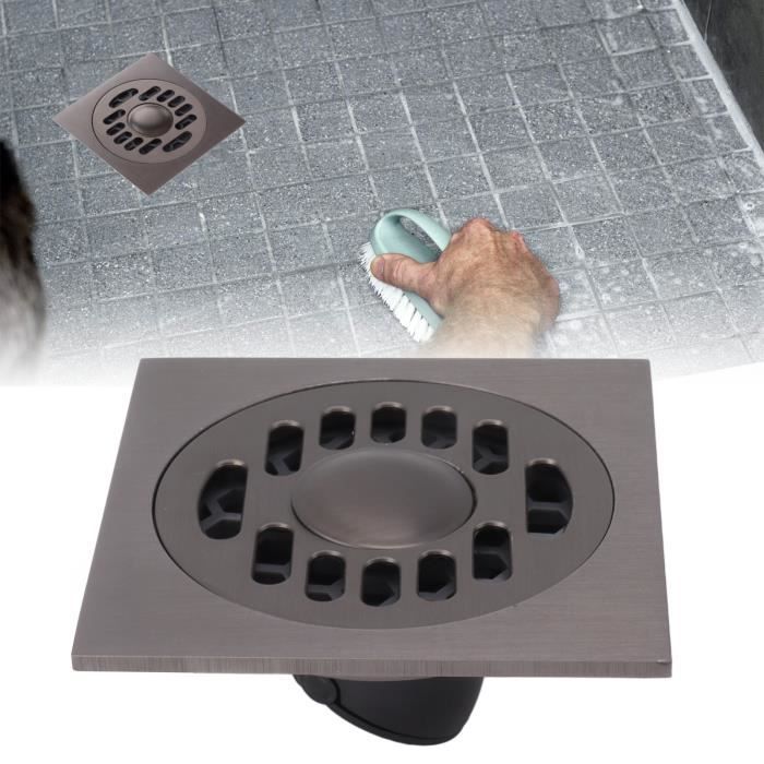 Bonde de douche carrée en laiton gris - CIKONIELF - Crépine de sol ...