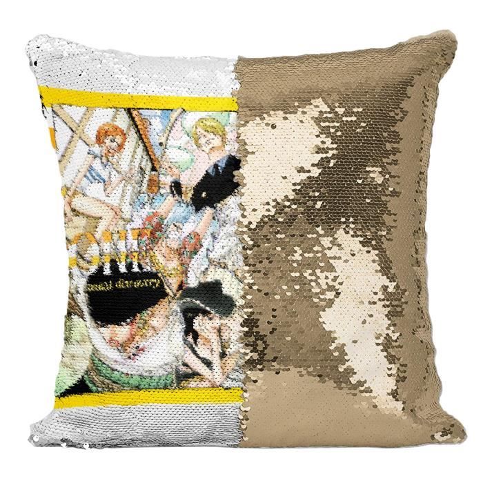 Housse de Coussin à Sequin - Paillettes Doré One Piece Shonen Manga A ...