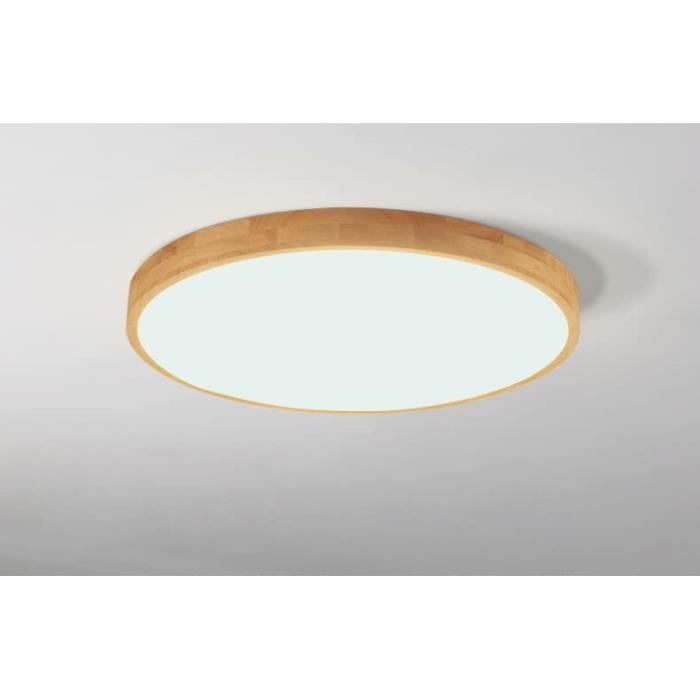 Plafonnier LED En Bois Rond Moderne Simple (Blanc froid, 20W (30*5CM ...