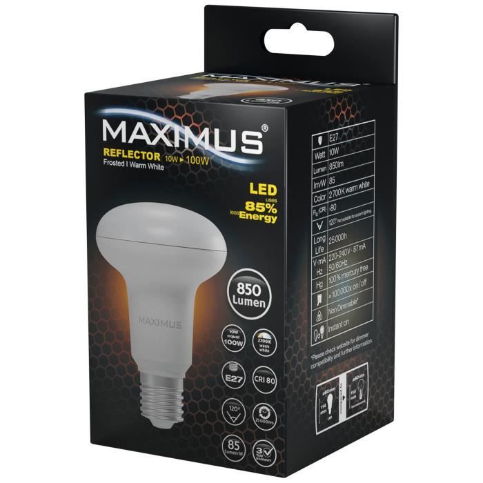 MAXIMUS Ampoule LED spot r80 - E27 - 9 W - 806lm - Chaud - Cdiscount Maison