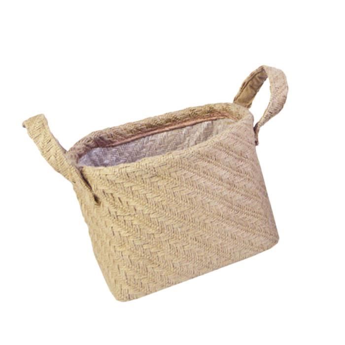 Woven Linen Storage Basket Multipurpose Desktop Cloth Toys Bin ...