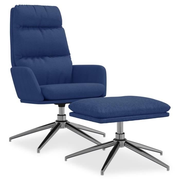 FOR Chaise de relaxation avec tabouret Bleu Tissu - Qqmora - DRG103398 ...